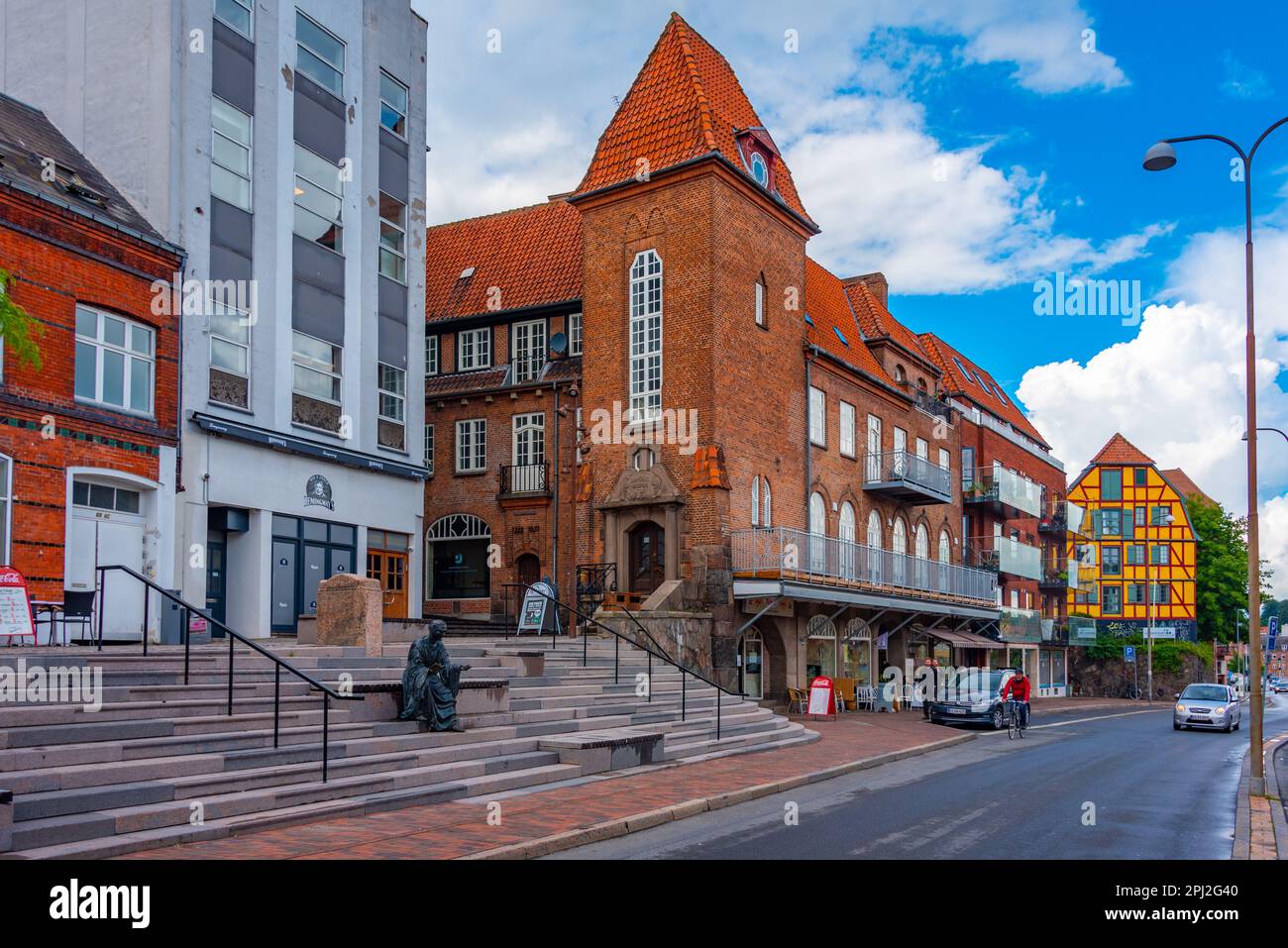 Svendborg, Denmark, June 20, 2022: View of a street in center of ...
