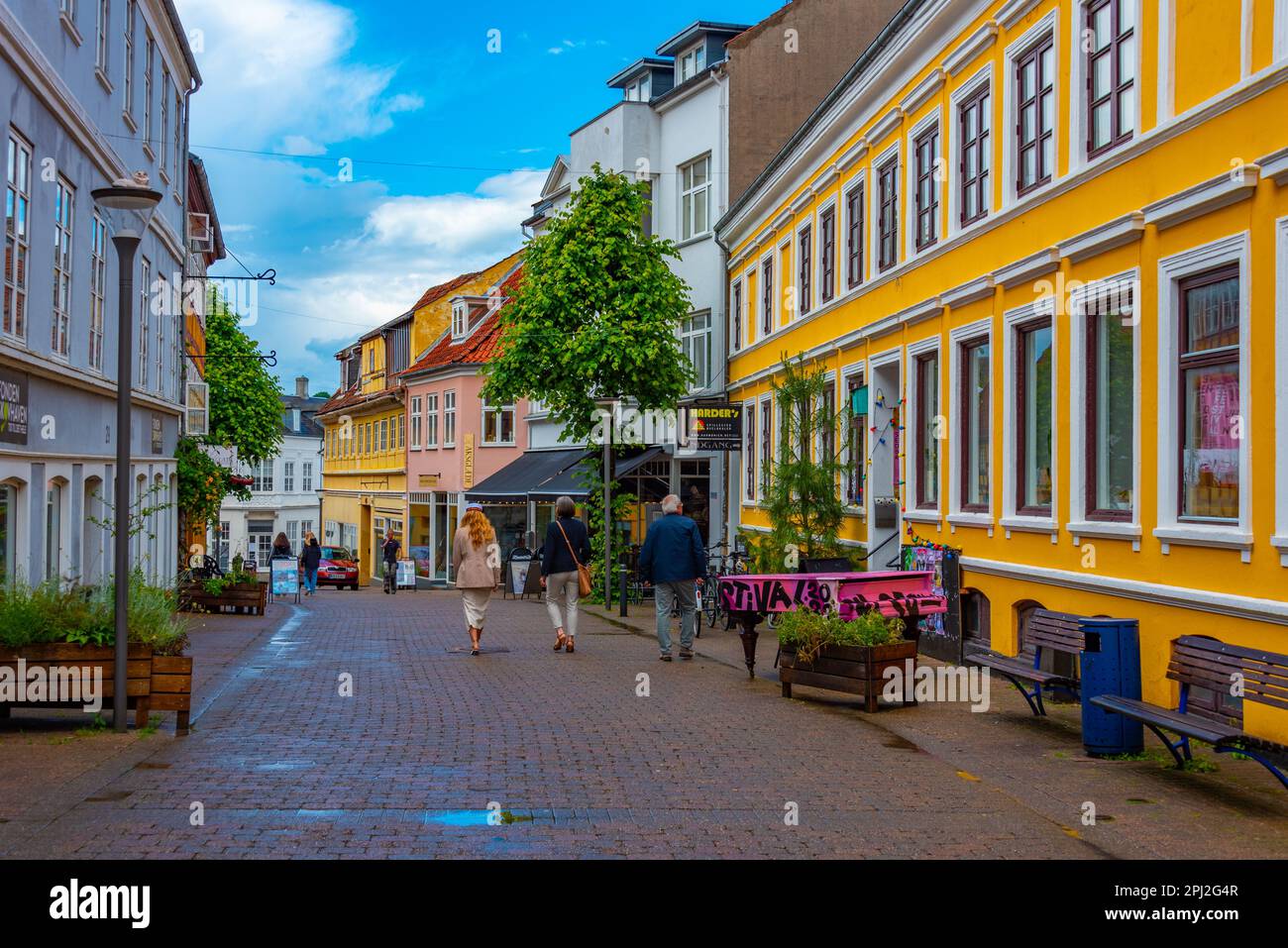 Svendborg, Denmark, June 20, 2022: View of a street in center of ...