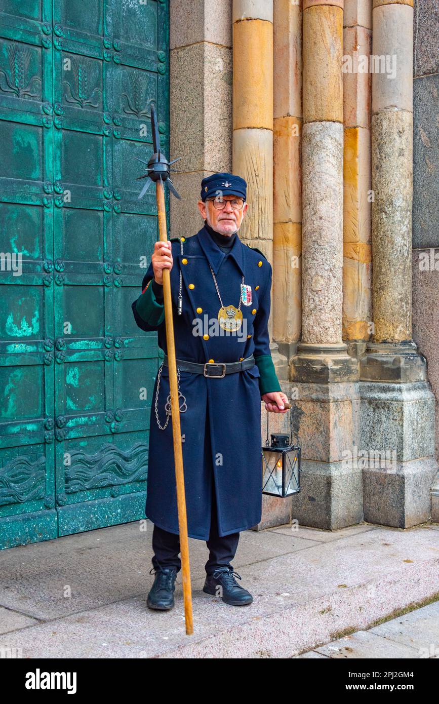 Ribe, Denmark, June 17, 2022: Night watchman tour in Danish town Ribe ...