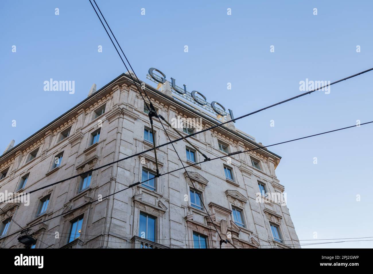 MILAN, ITALY - March 25, 2023 : New bright advertising neon sign of ...