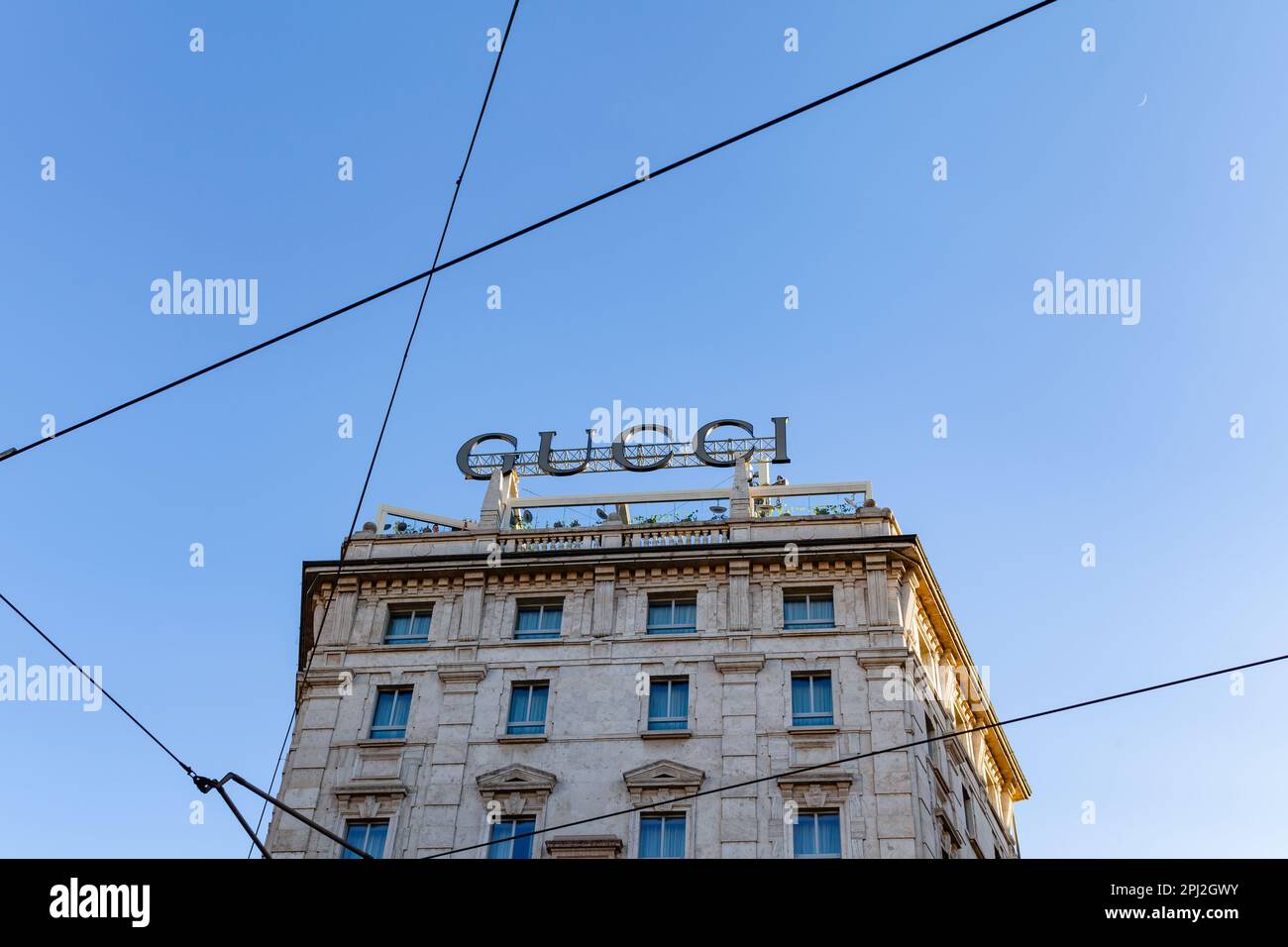 MILAN, ITALY - March 25, 2023 : New bright advertising neon sign of ...