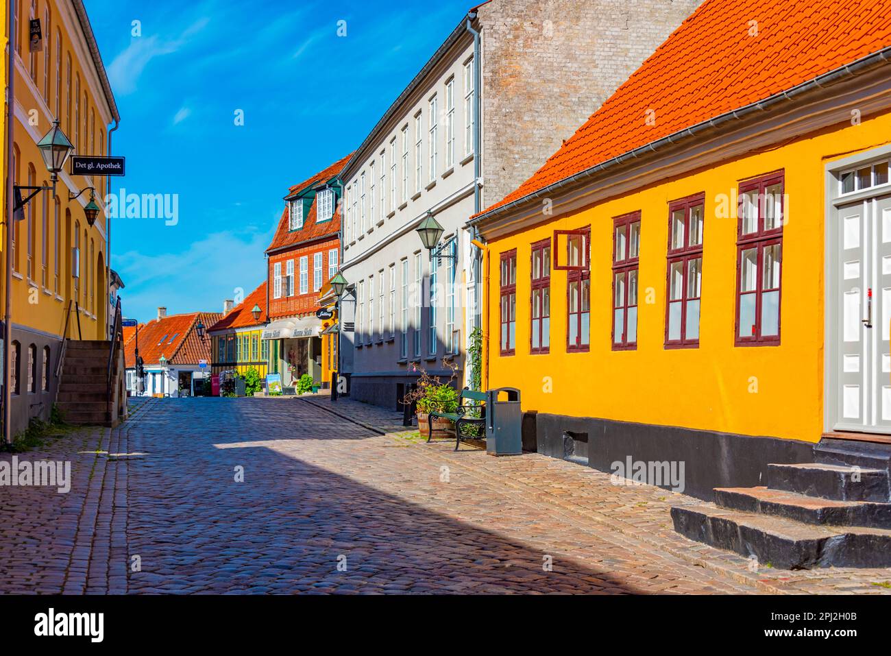 Ebeltoft, Denmark, June 16, 2022: Colorful street in Danish town ...