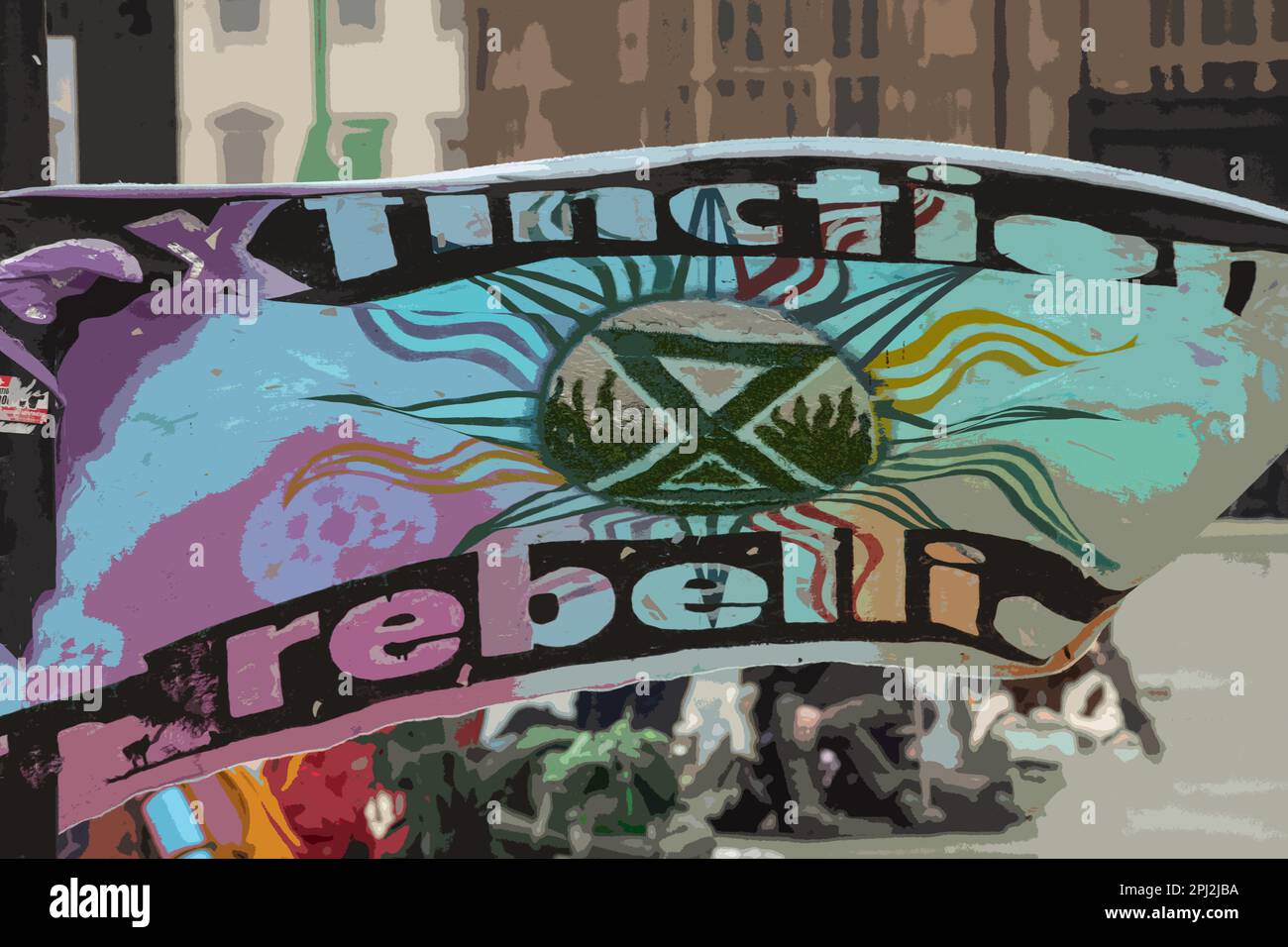 Illustration of a banner with the word Extinction Rebellion and logo ...