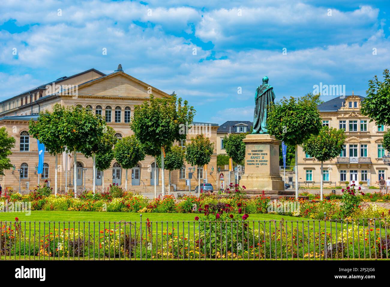 Coburg, Germany, August 10, 2022: Summer day at Schlossplatz square in ...