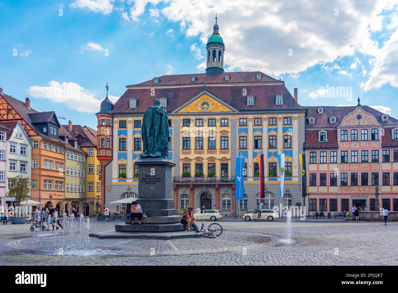 Coburg, Germany, August 10, 2022: Town hall at Marktplatz square in the ...