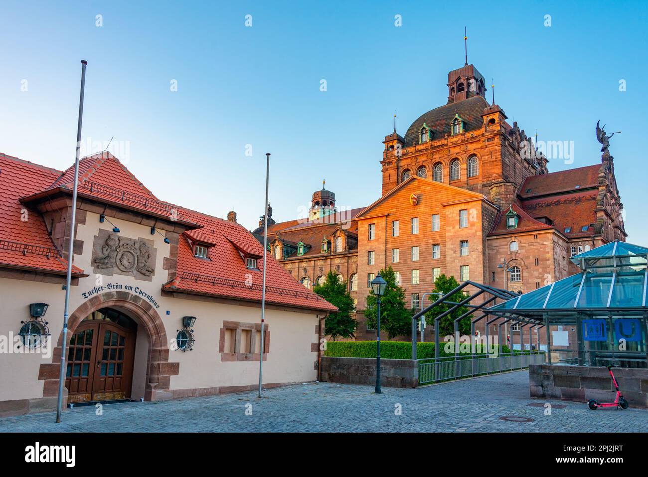 Nürnberg, Germany, August 11, 2022: Night view of the opera house in ...