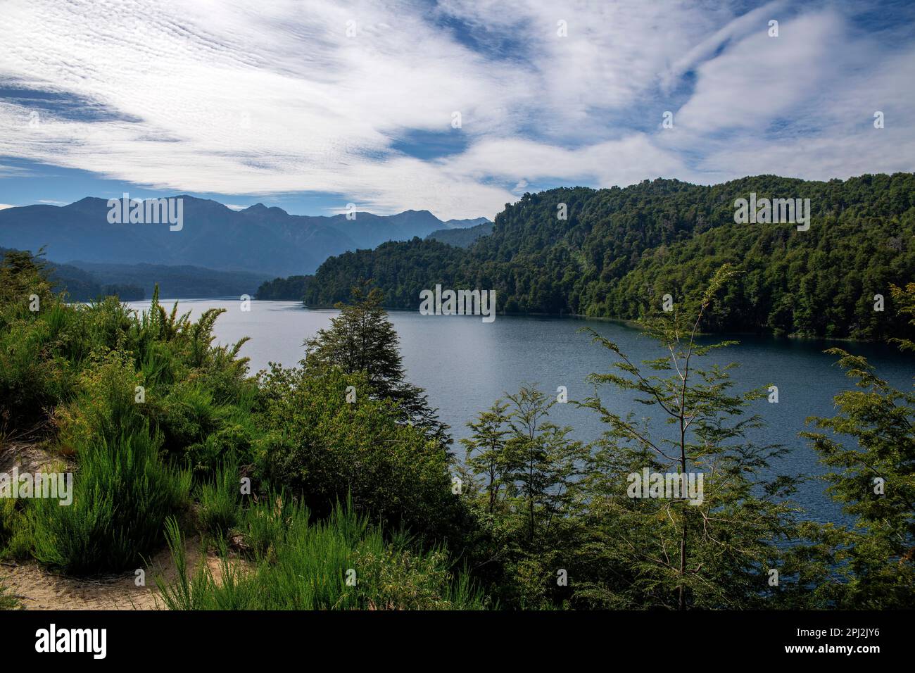 Lake Espejo (Mirror) from the lookout point on Lanin National Park ...