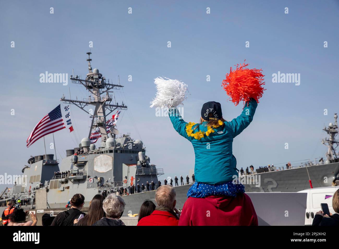 Everett, Washington, USA. 17th Mar, 2023. A young girl waves pom-poms ...