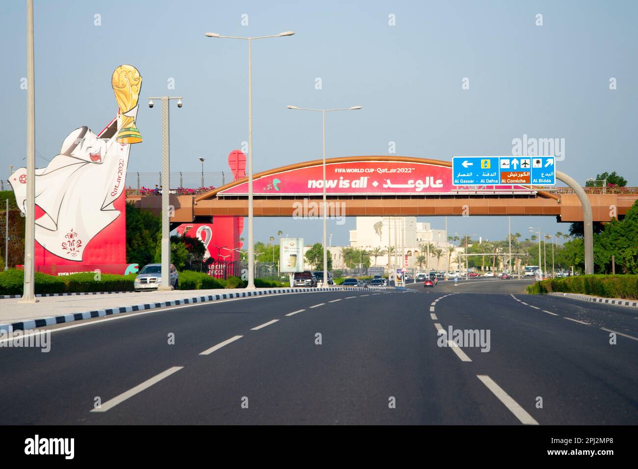 Doha, Qatar - October 6, 2022: Majlis Al Taawon Street near the Dhow ...