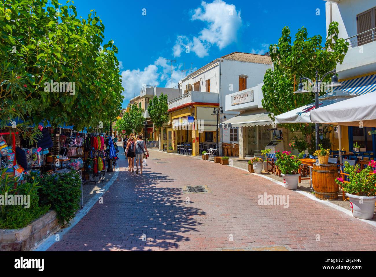 Palaiochora, Greece, August 21, 2022: People are strolling at a tourist ...