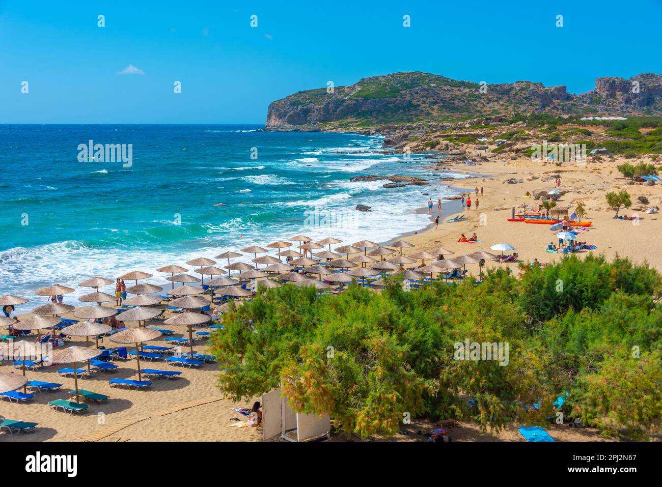 Falasarna, Greece, August 21, 2022: Summer day at Falasarna beach at ...