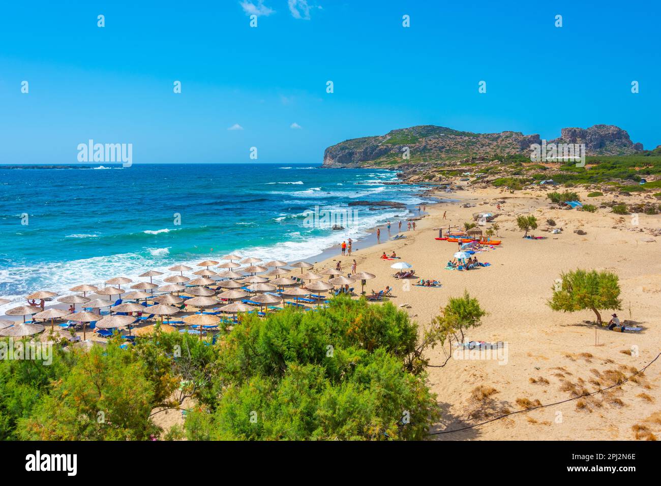 Falasarna, Greece, August 21, 2022: Summer day at Falasarna beach at ...