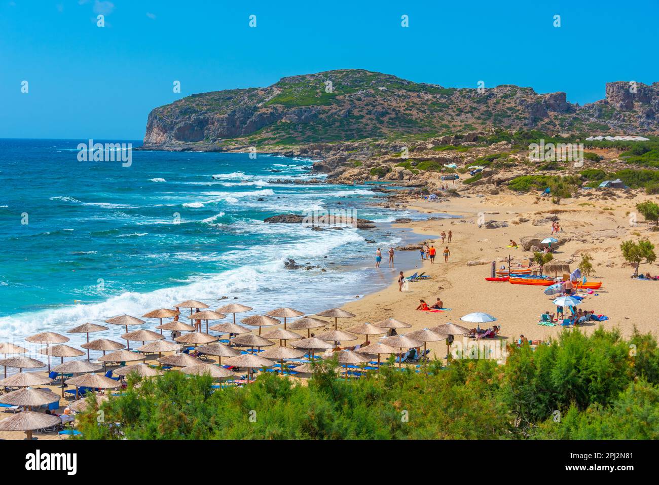 Falasarna, Greece, August 21, 2022: Summer day at Falasarna beach at ...