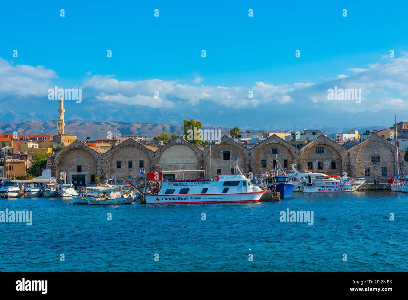 Chania, Greece, August 21, 2022: Marina at the old town of Chania ...