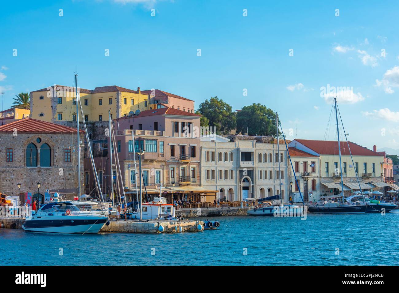 Chania, Greece, August 21, 2022: Marina at the old town of Chania ...