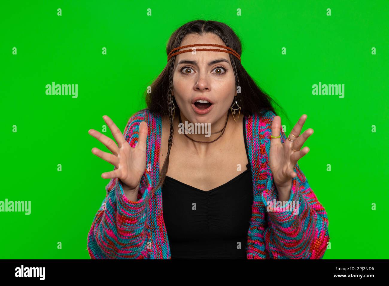 Oh my God, Wow. Excited amazed winner woman raising hands in surprise ...