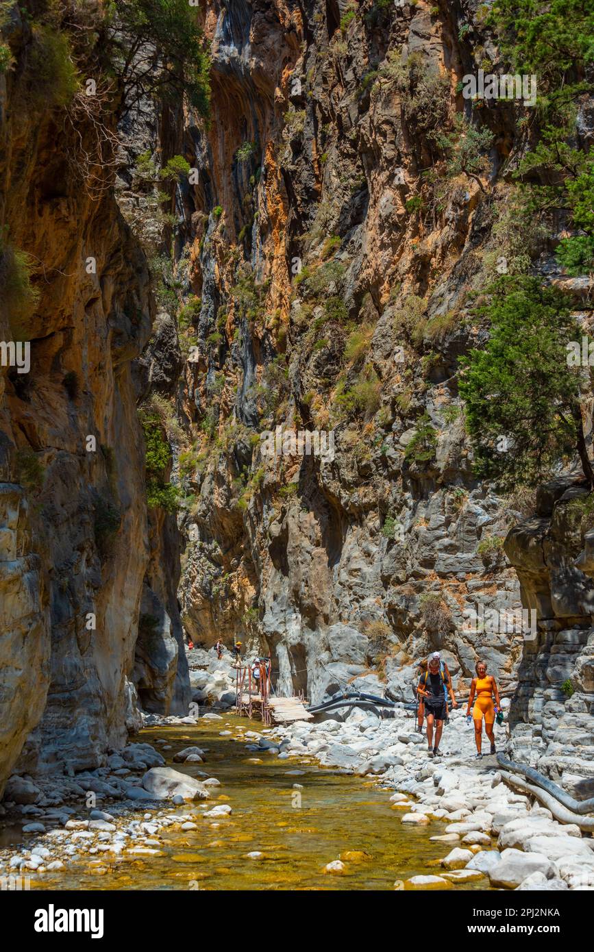 Samaria, Greece, August 22, 2022: Iron Gates at Samaria gorge at Greek ...