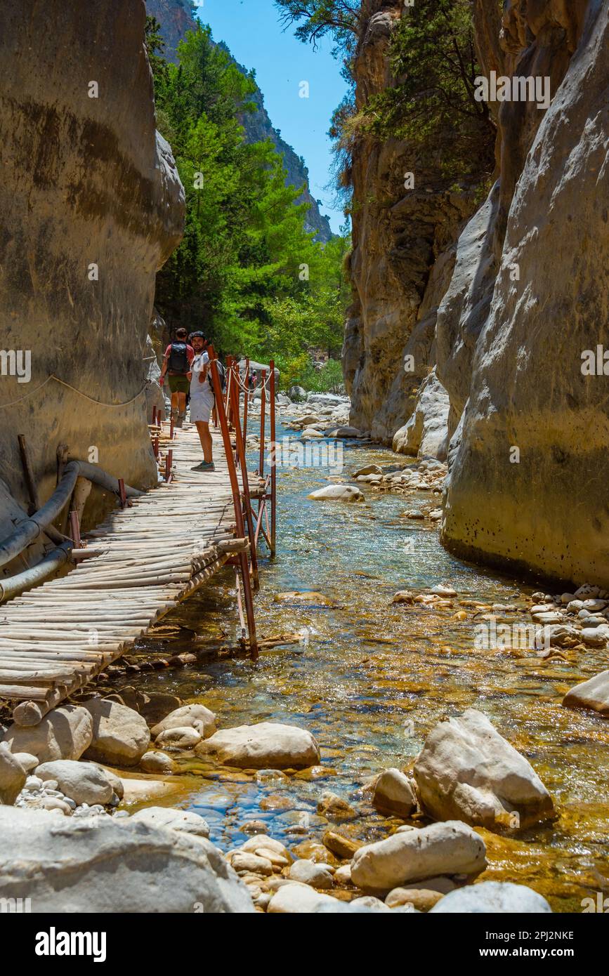 Samaria, Greece, August 22, 2022: Iron Gates at Samaria gorge at Greek ...
