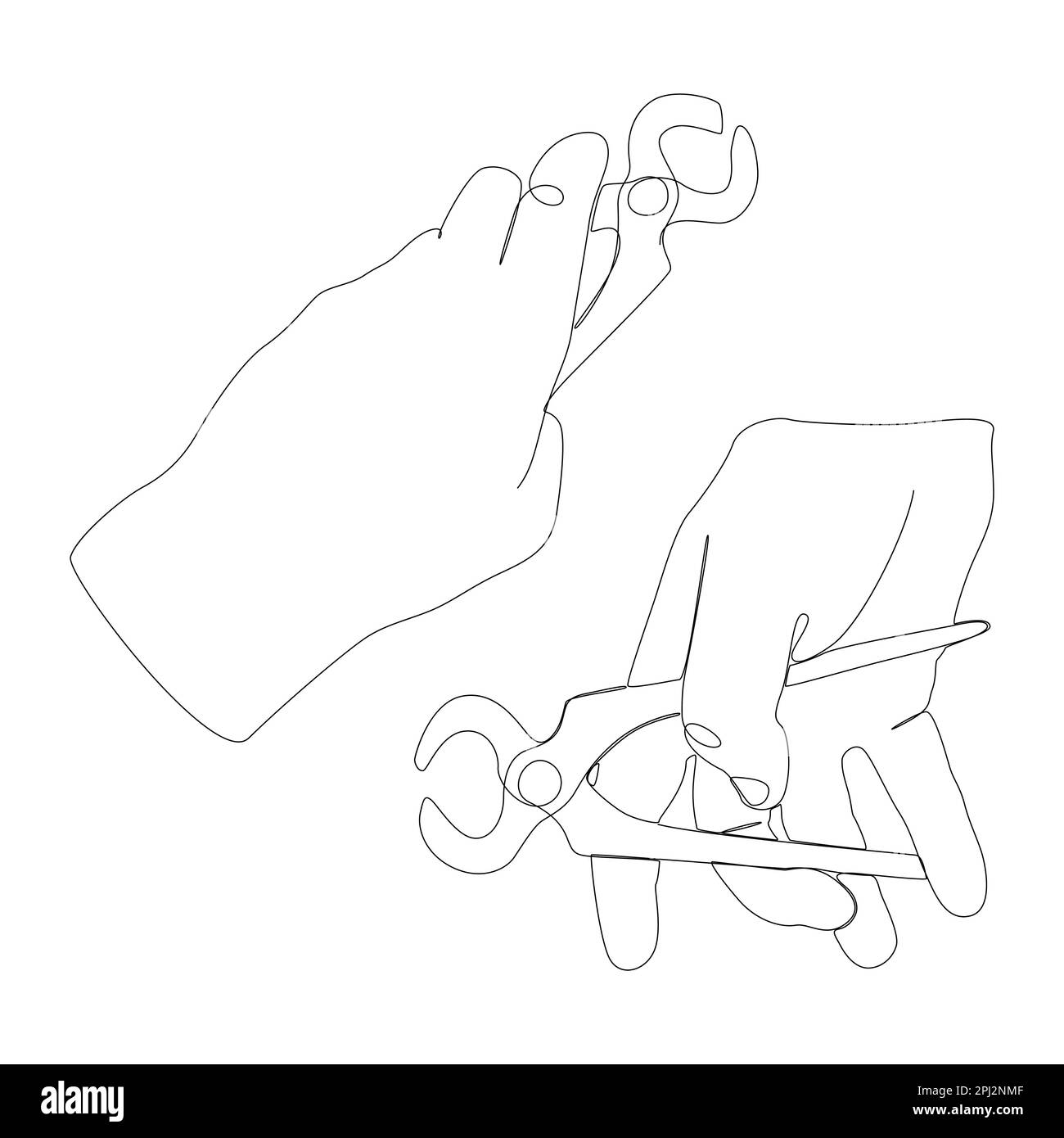 One continuous line of hand holding pliers. Thin Line Illustration ...