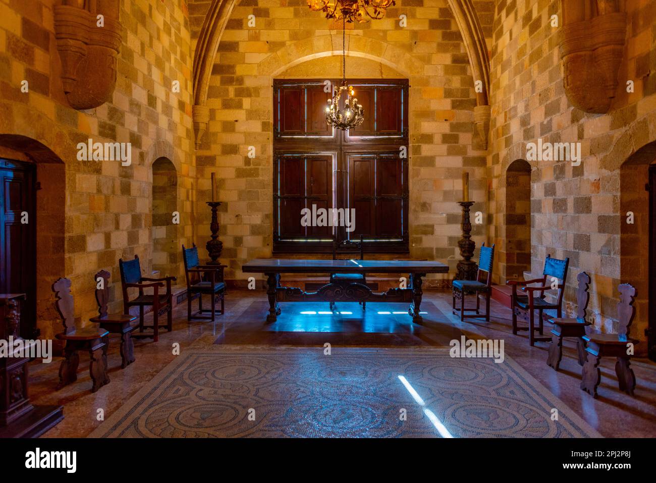 Rhodes, Greece, August 26, 2022: Interior of Palace of the Grand Master ...