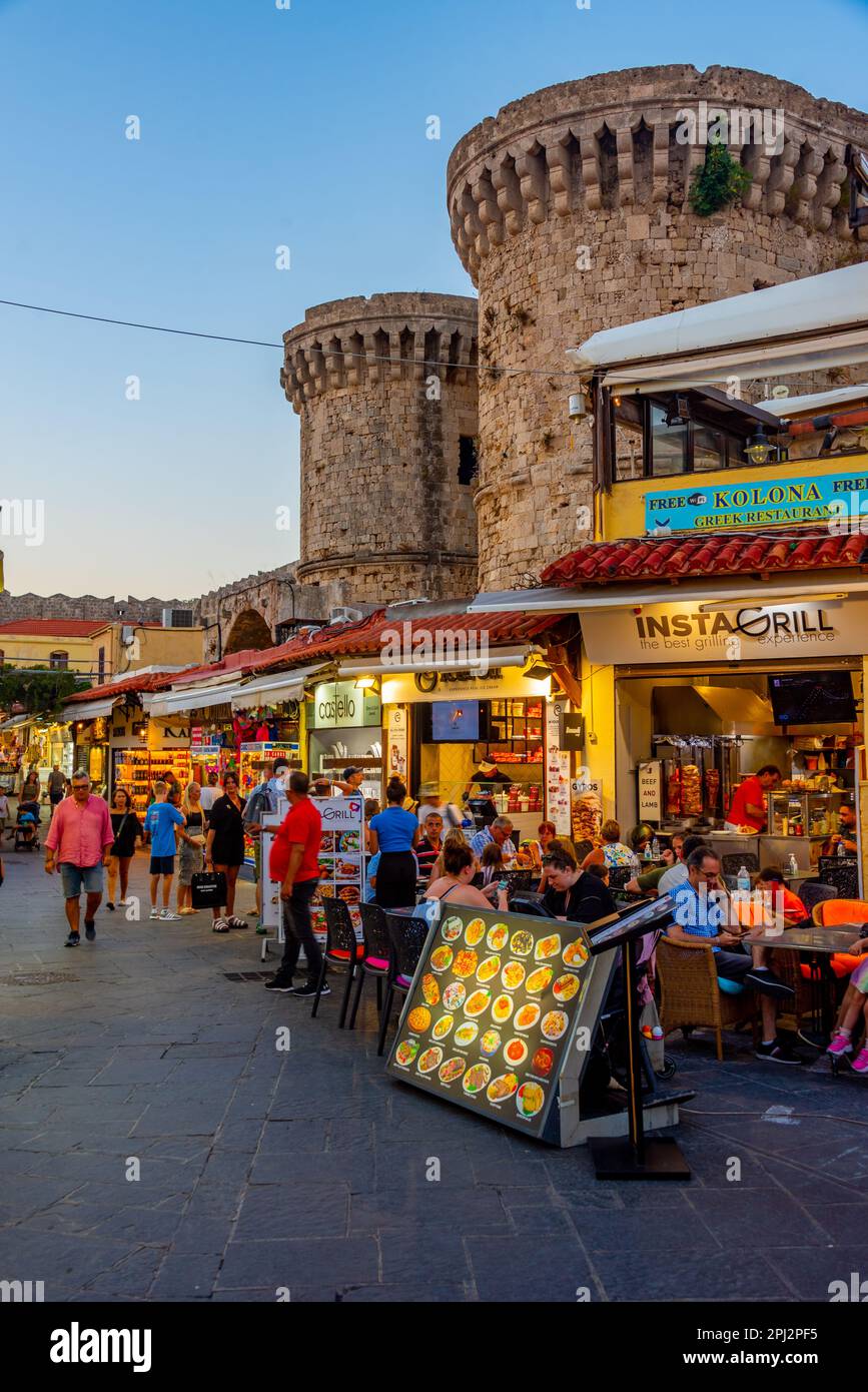 Rhodes, Greece, August 27, 2022: Sunset view of Hippocrates square in ...
