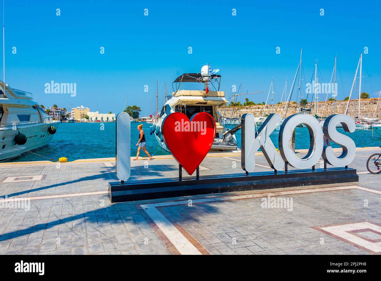 Kos, Greece, August 28, 2022: I love Kos sign in Greek town Kos Stock ...
