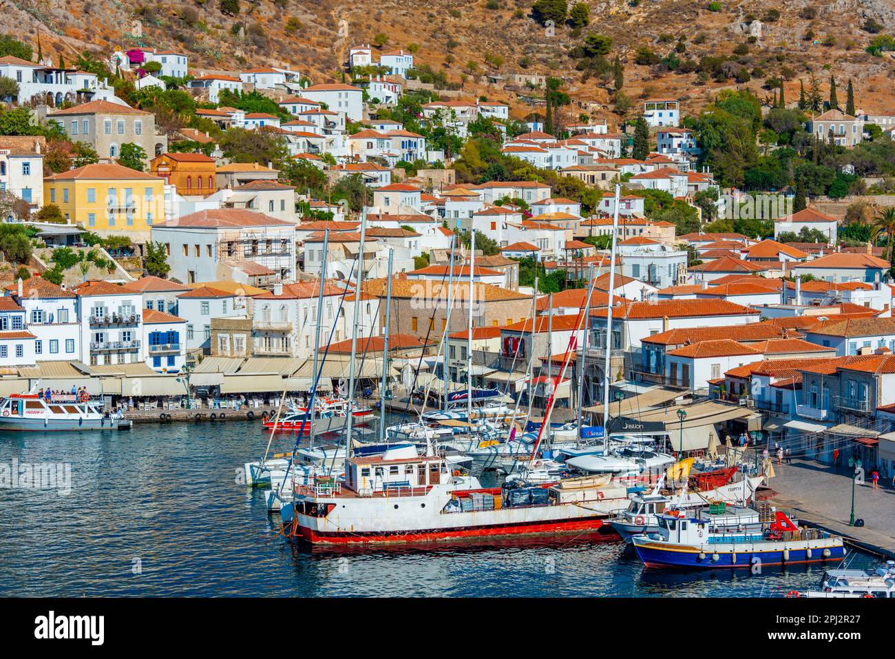 Hydra, Greece, September 4, 2022: View of port of Hydra in Greece Stock ...