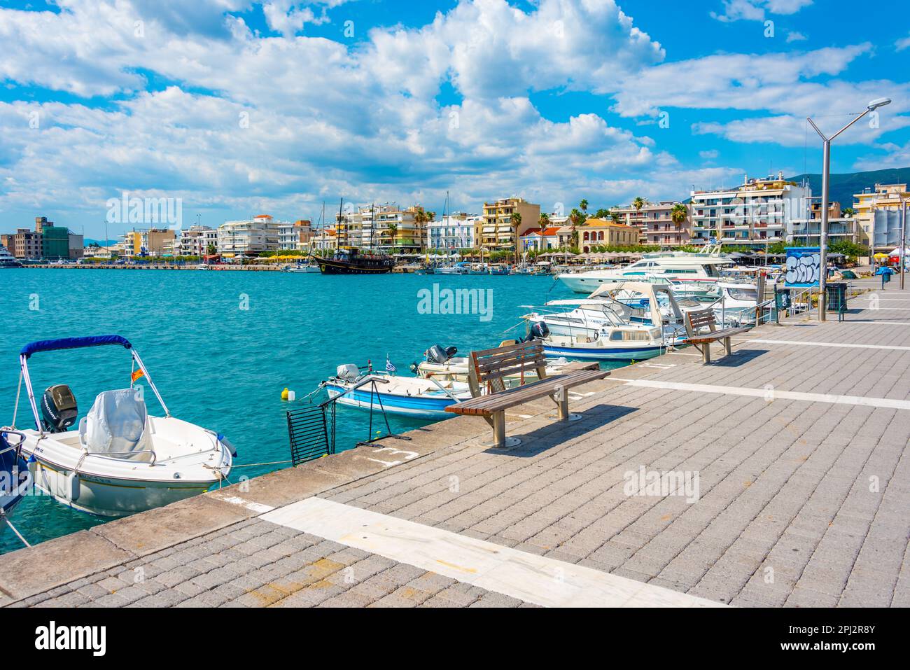 Kalamata, Greece, September 7, 2022: Boats mooring at the port of ...