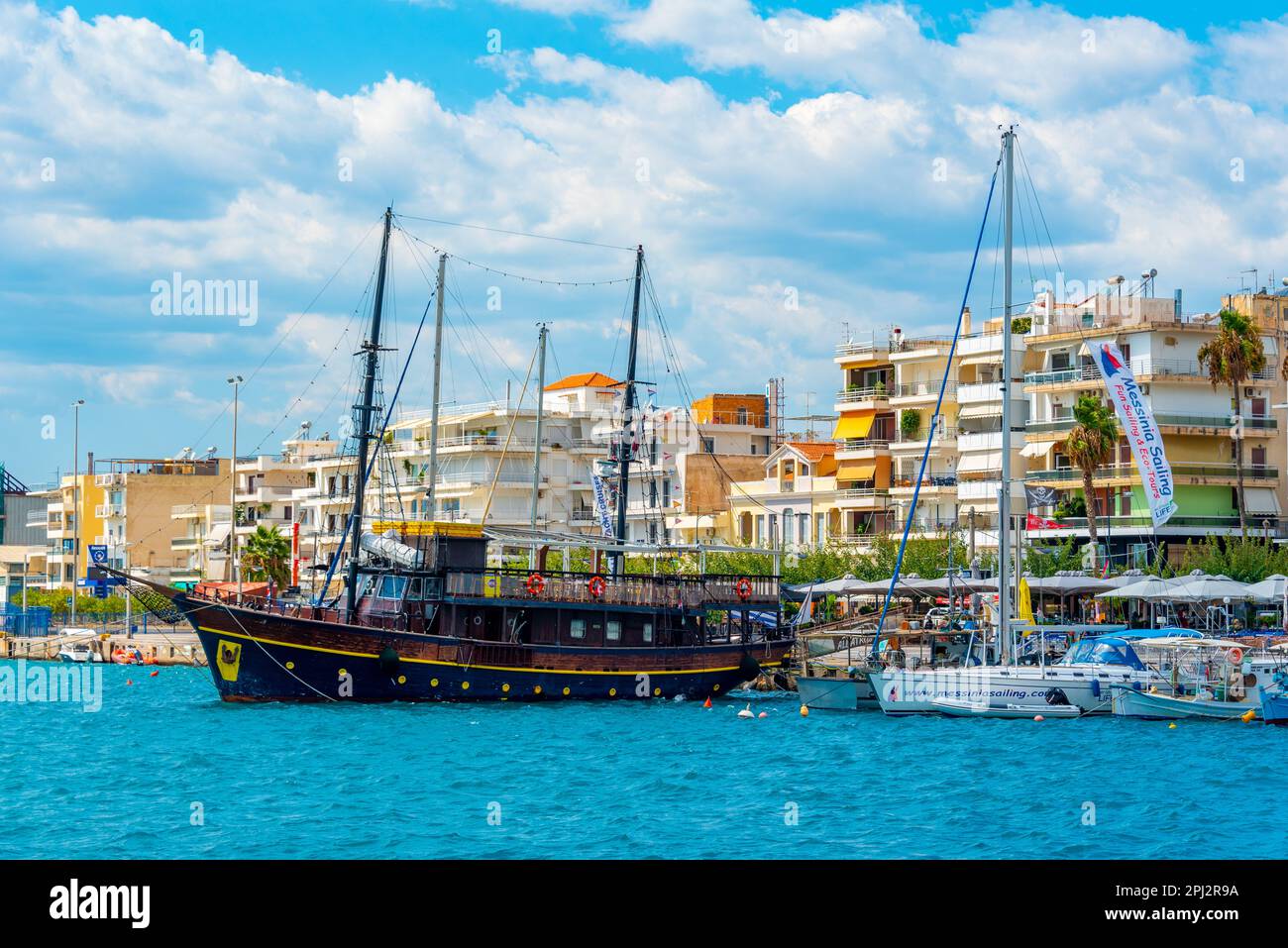 Kalamata, Greece, September 7, 2022: Boats mooring at the port of ...