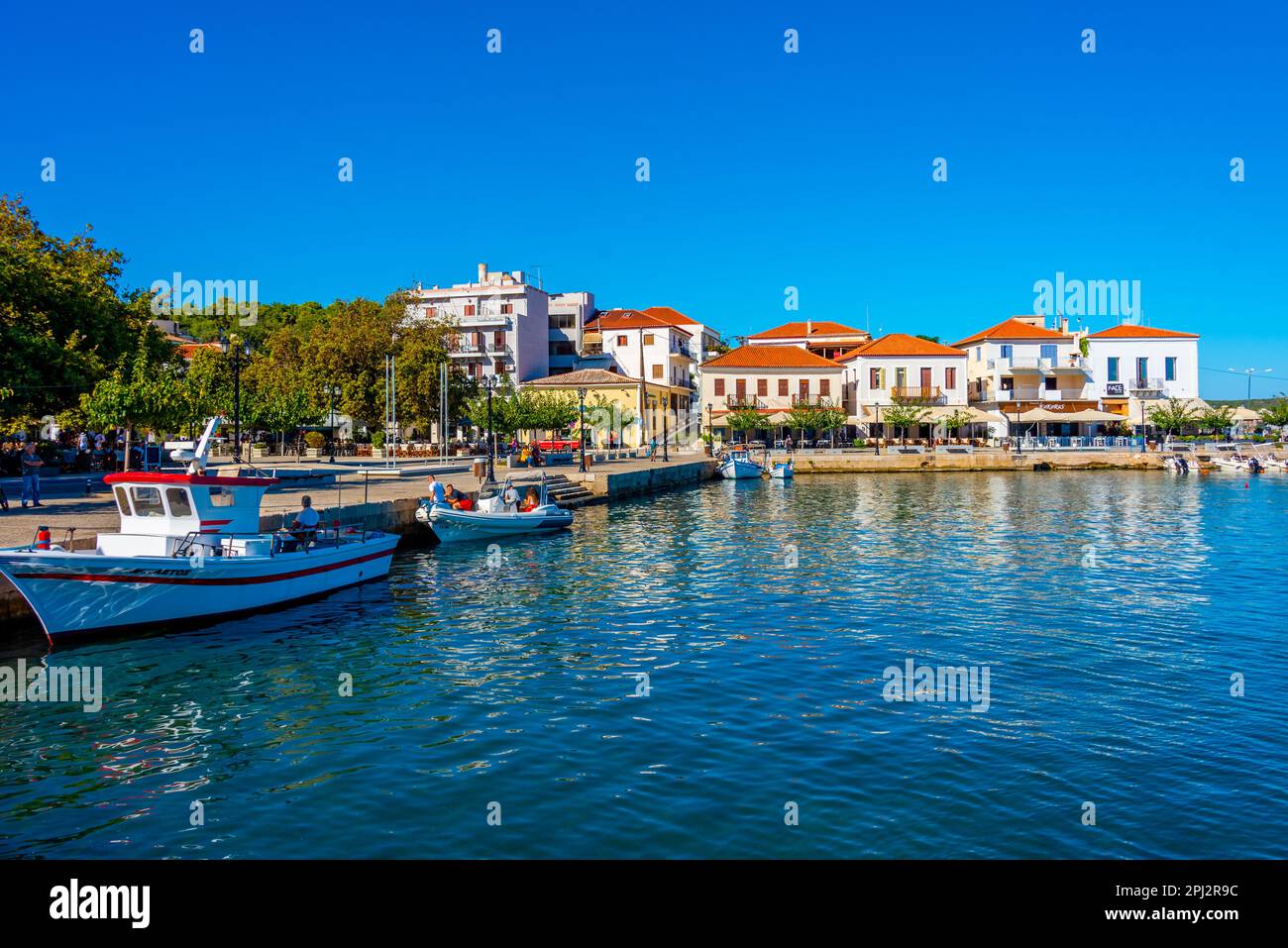 Pylos, Greece, September 8, 2022: Seaside promenade at the port of ...