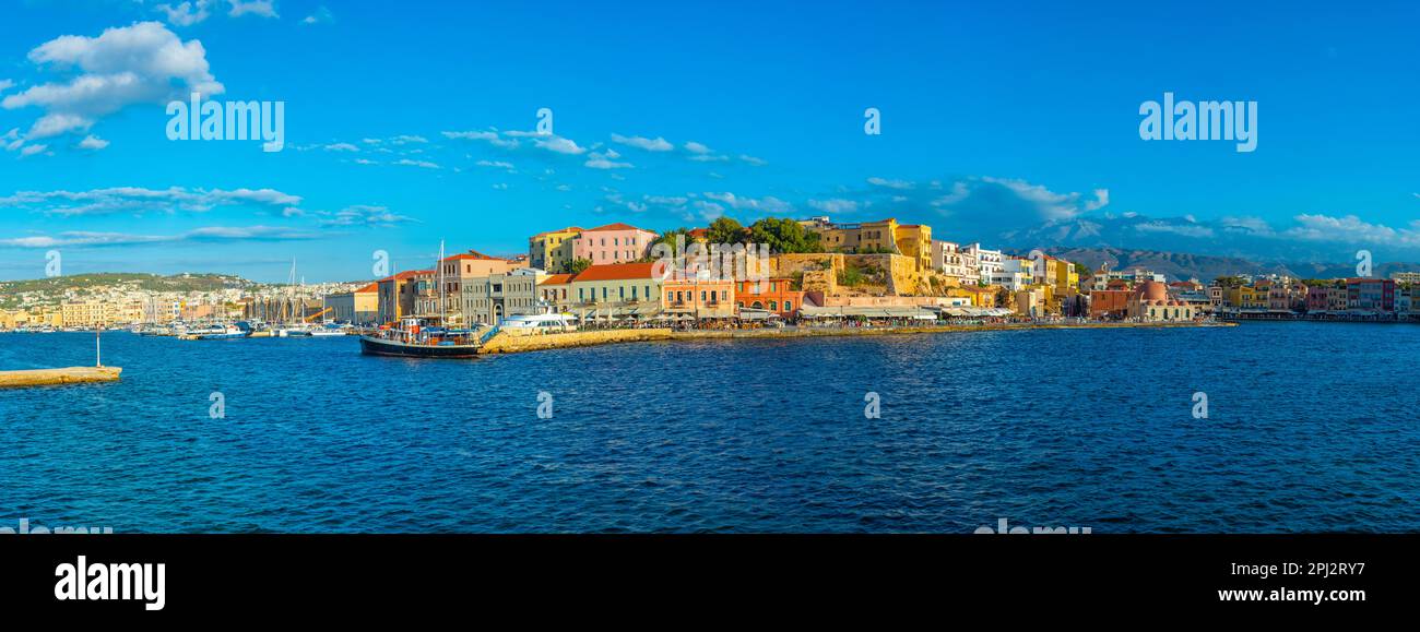 Chania, Greece, August 21, 2022: Old mosque at the seaside of old ...