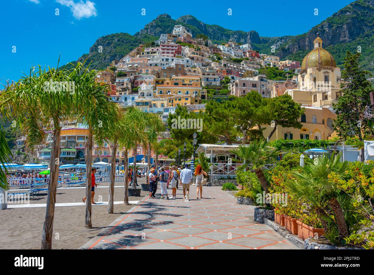 Positano, Italy, May 21, 2022: Sunny day on the Positano beach, Italy ...