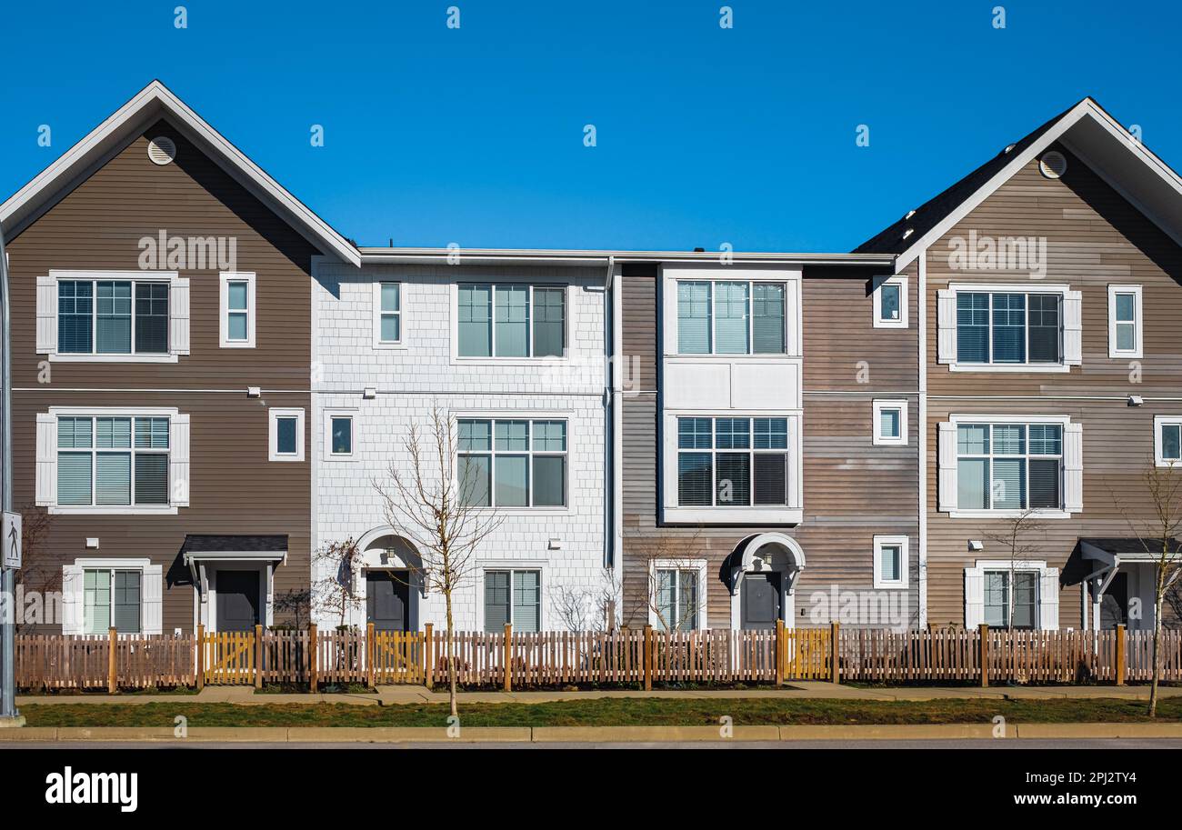 Residential townhouses. Modern apartment buildings in BC Canada. Modern ...
