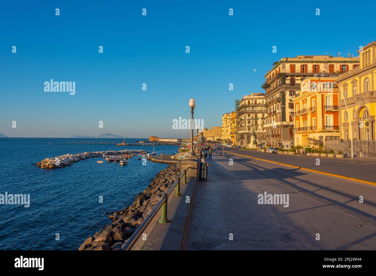 Naples, Italy, May 19, 2022: View of the seaside promenade in the ...