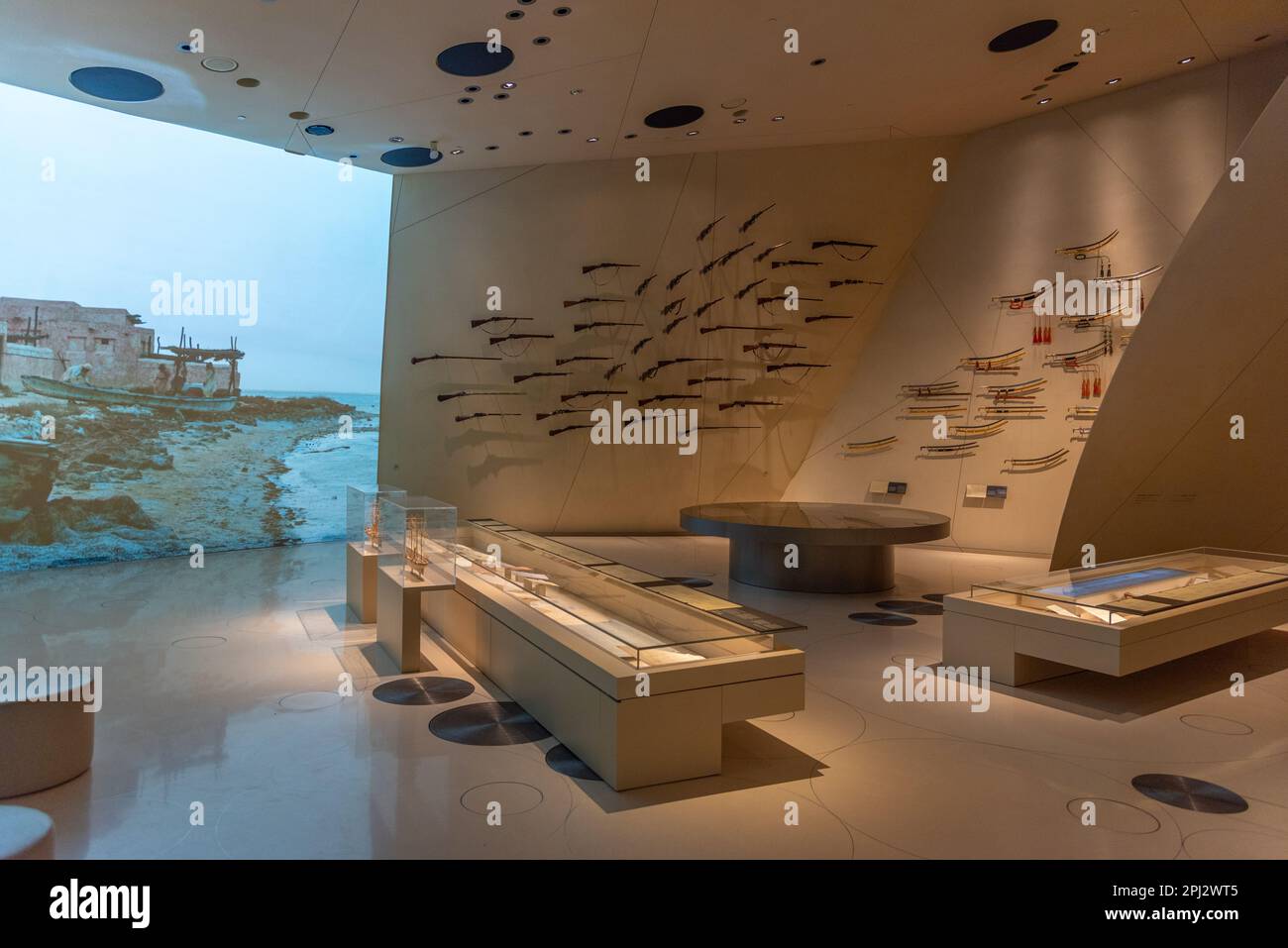 Doha, Qatar, January 16, 2022: Artifacts inside of the National Museum ...