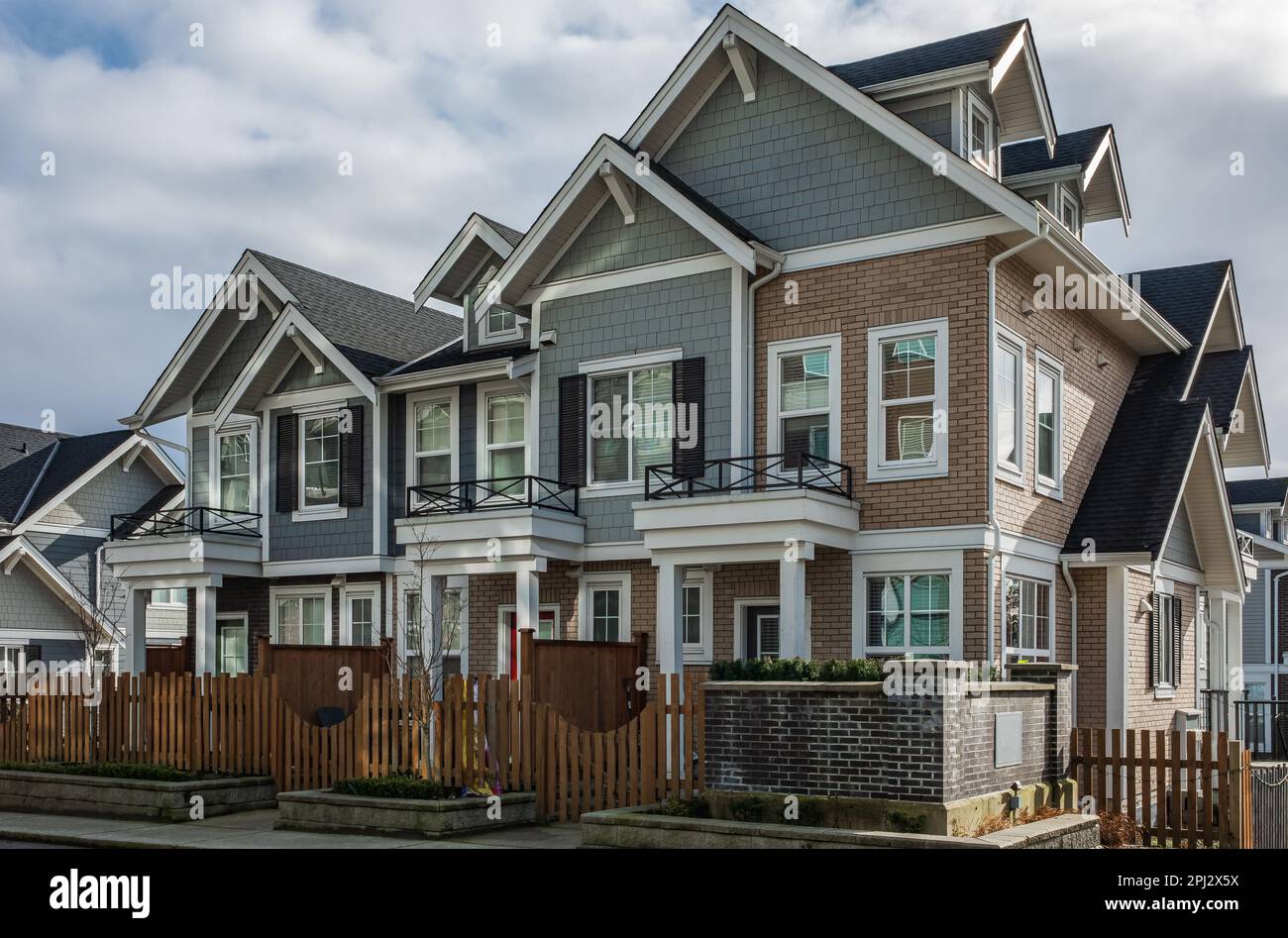 Residential townhouses. Modern apartment buildings in BC Canada. Modern ...