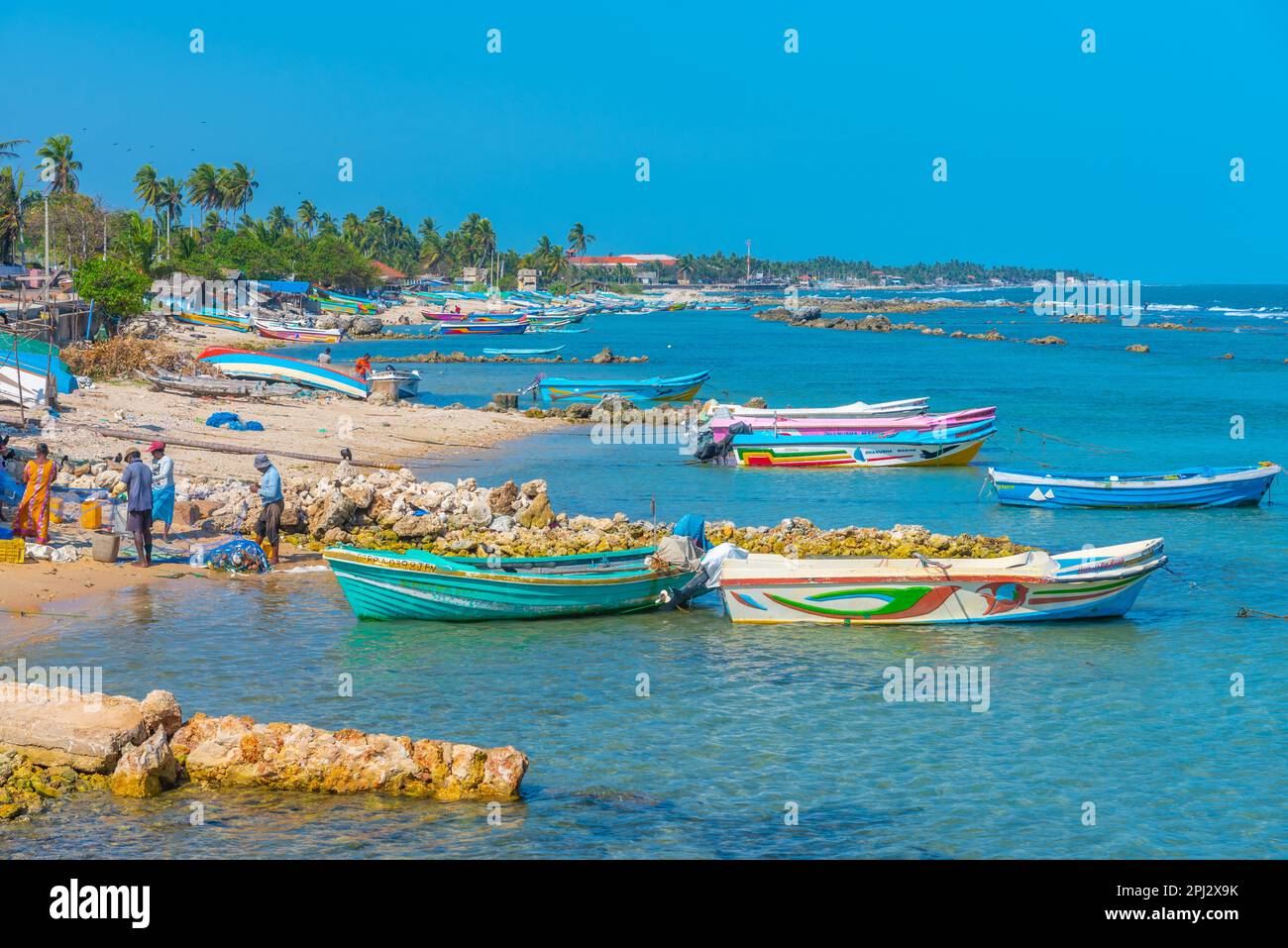 Jaffna, Sri Lanka, February 8, 2022: Fishing boats at the northern coast of Sri Lanka Stock ...