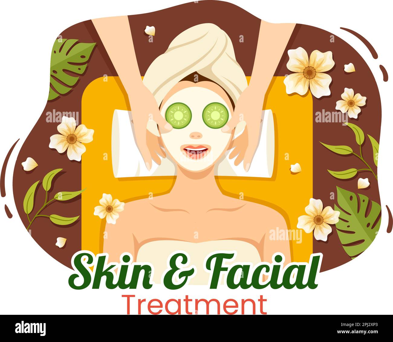 Facial and Skin Treatment Illustration with Women Skin Care, Anti Age ...