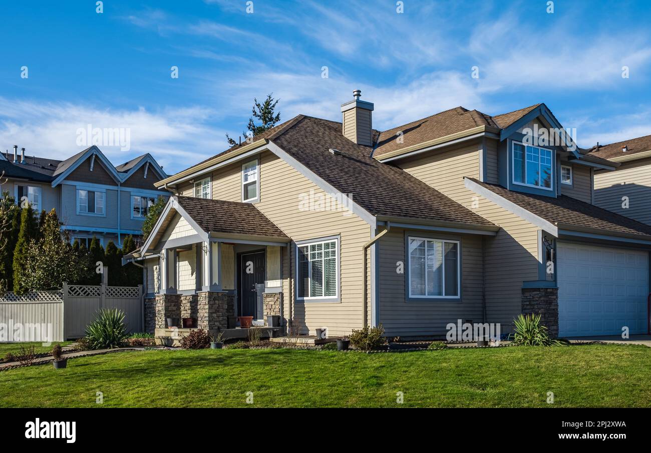 Real Estate Exterior Front House. Big custom made luxury house with ...