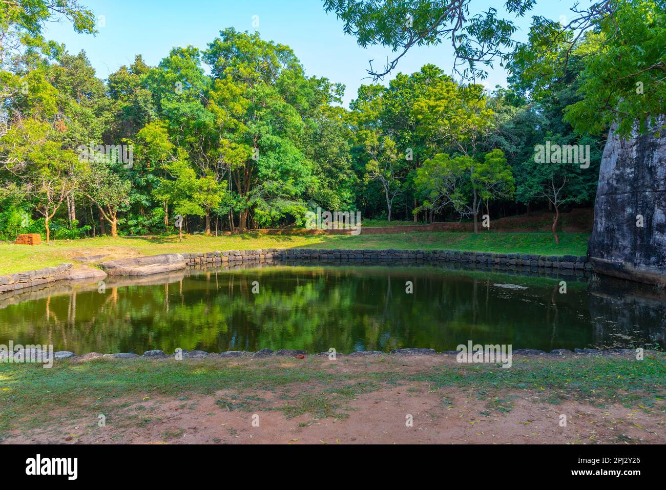 Sigiriya, Sri Lanka, February 5, 2022: Octagonal pond at the Sigiriya ...