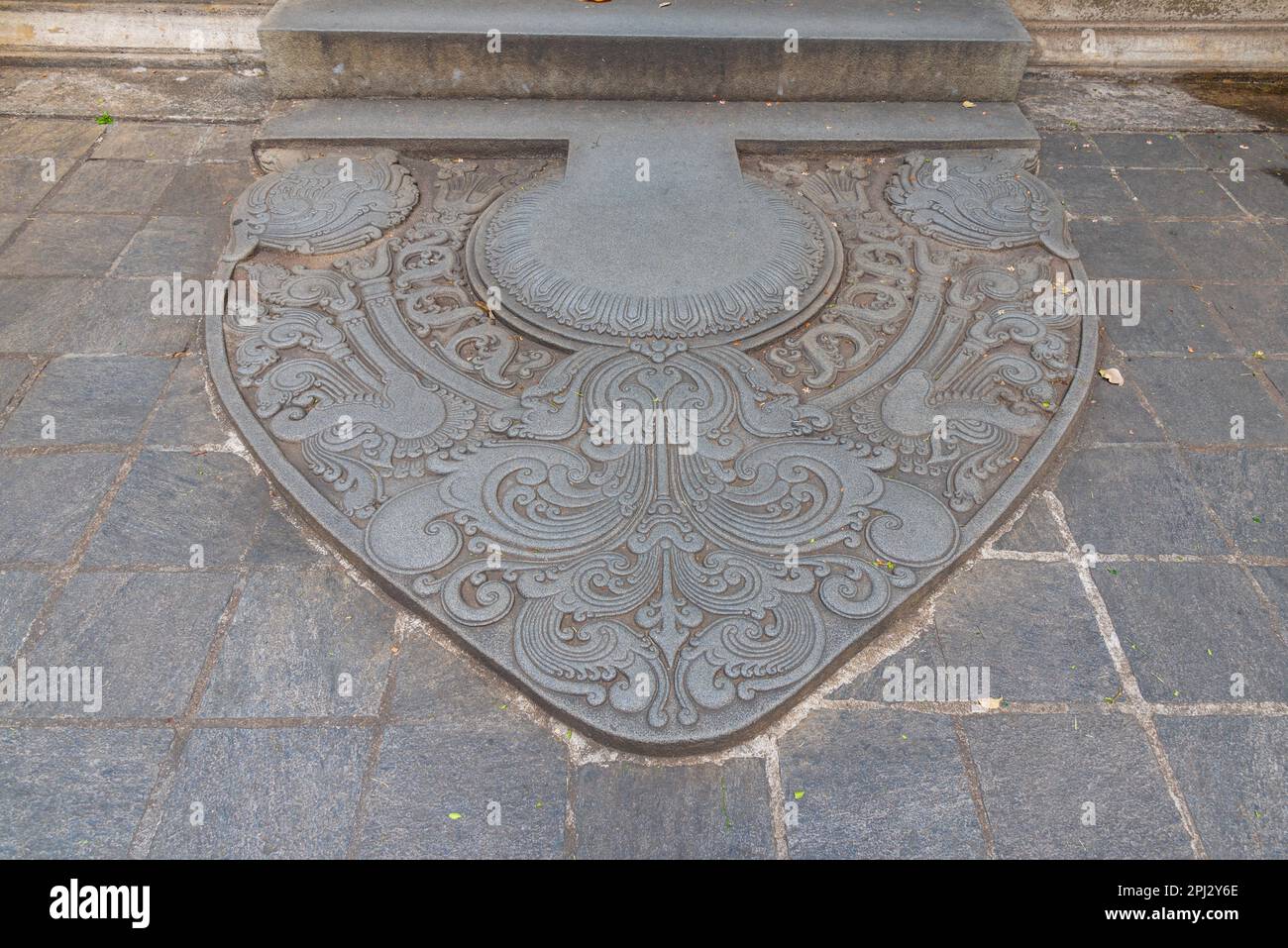 Kandy, Sri Lanka, February 3, 2022: Moonstone at the Temple of the ...