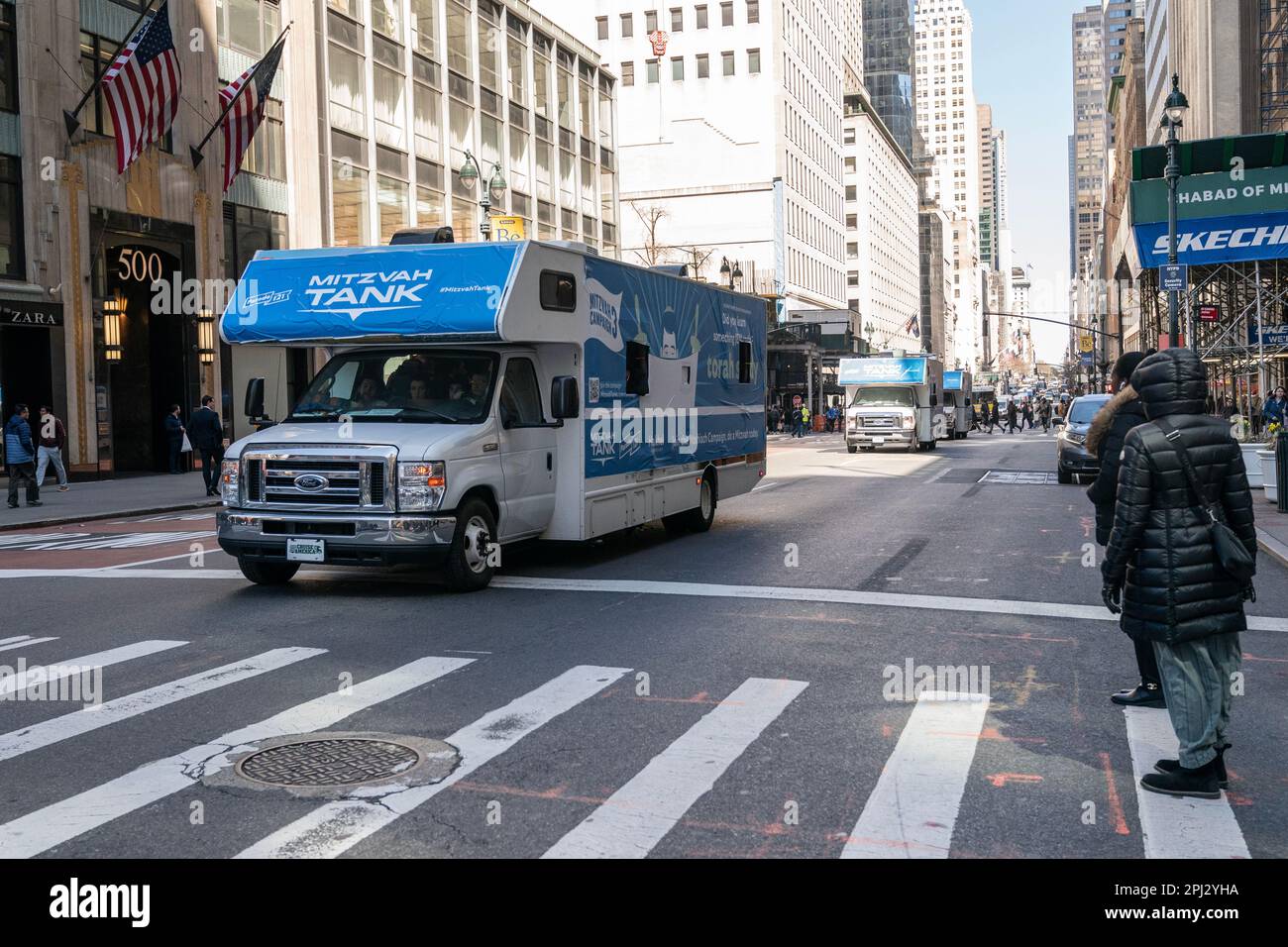 Mitzvah Tank Parade on 5th Avenue in New York on March 30, 2023 for ...
