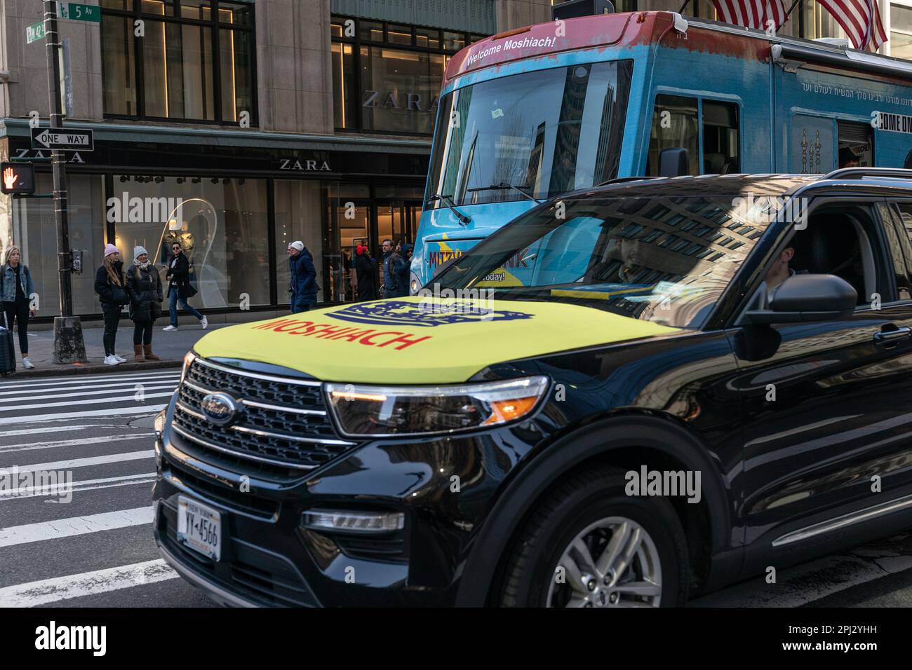 New York, USA. 30th Mar, 2023. Mitzvah Tank Parade on 5th Avenue in New ...