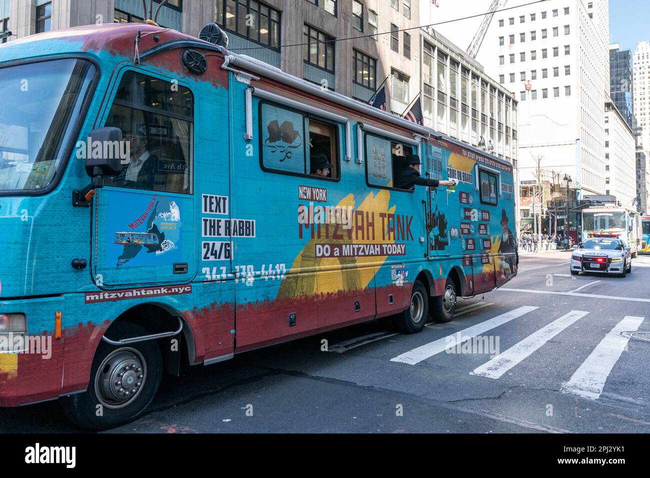 Mitzvah Tank Parade on 5th Avenue in New York on March 30, 2023 for ...