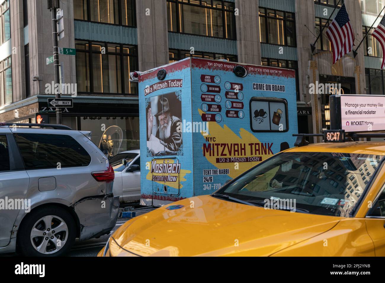 Mitzvah Tank Parade on 5th Avenue in New York on March 30, 2023 for ...