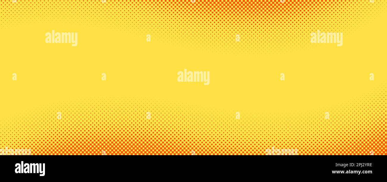 Yellow orange square halftone pattern. Retro comic gradient background ...