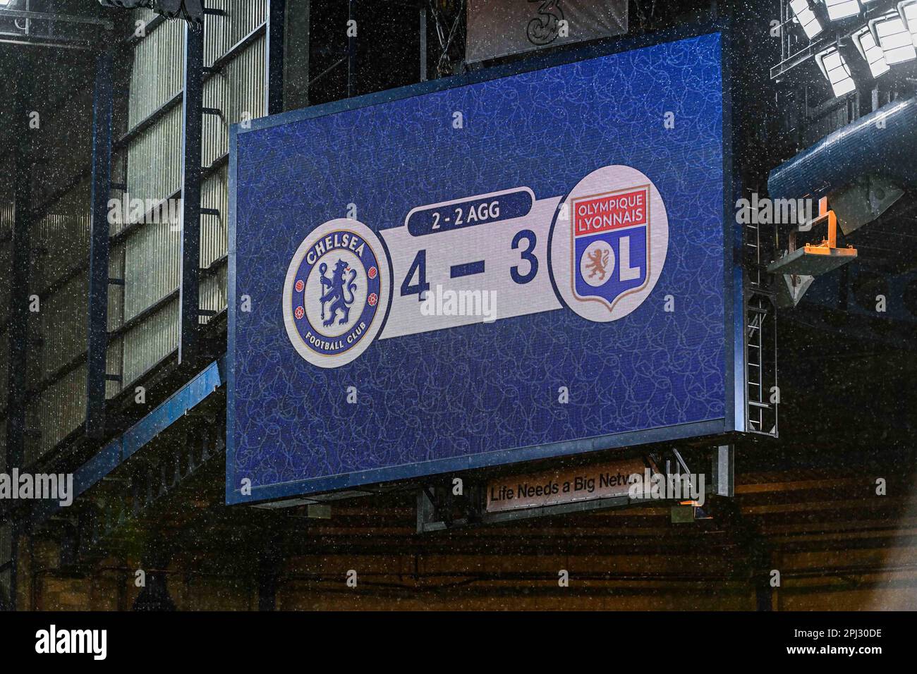 Scoreboard pictured after a female soccer game between Chelsea FC and ...