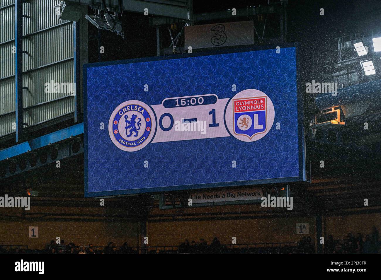 Scoreboard pictured during a female soccer game between Chelsea FC and ...