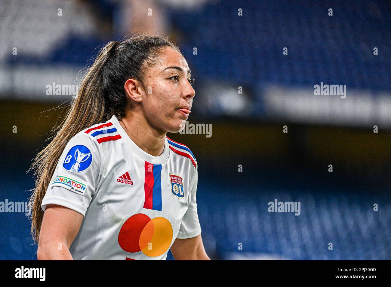 Selma Bacha (4) of Lyon pictured during a female soccer game between ...