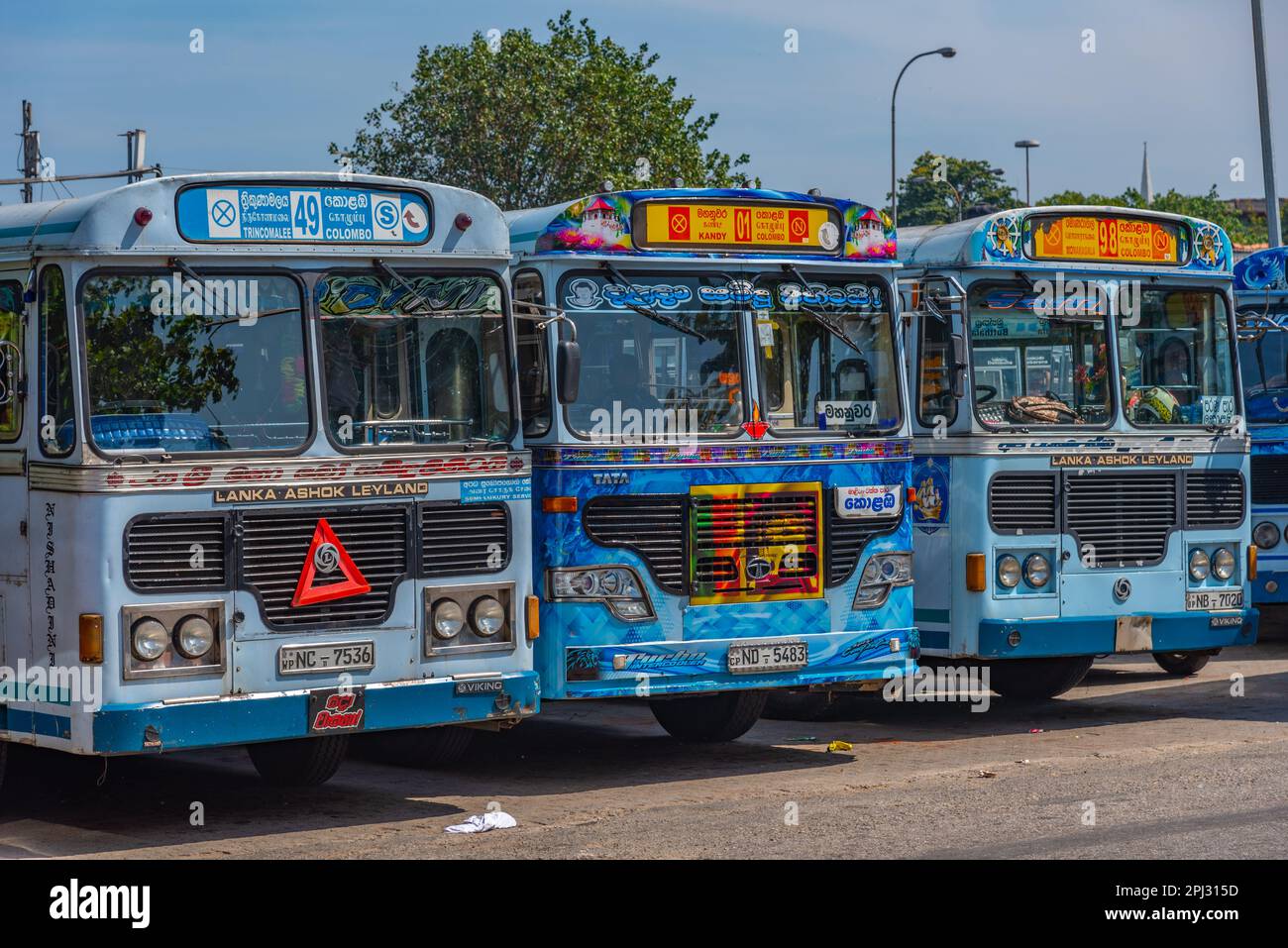 Colombo, Sri Lanka, January 19, 2022: Traditional colorful buses at ...